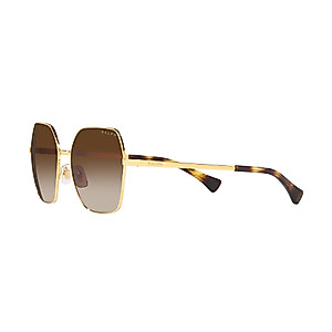 Ralph by Ralph Lauren Women's RA4138 Square Sunglasses, Shiny Gold/Gradient Brown, 58 mm