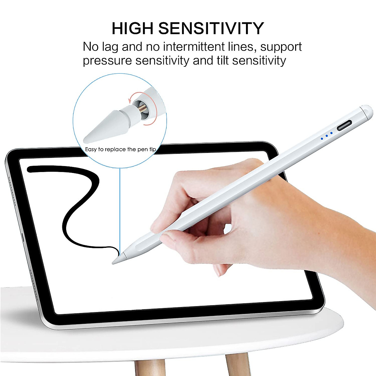 Replacement Tips for iPad Pen 1st Gen & 2nd Gen, High Sensitivity iPencil Nibs Compatible with Original Apple Pencil Tip iPad Pencil 1st/2nd Generation, Smooth Durable Tip Replacement White 2Pack