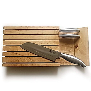 Kitchen Drawer Wooden Knife Block | Natural Wood Kitchen Knife Holder for Kitchen Counter | Knife Block without Knives | Non Magnetic Knife Holder | by Jean Patrique