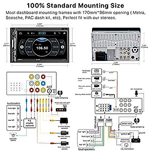 aboutBit Bluetooth Double Din Car Stereo - 7 inch HD Touchscreen MP5 Player Car Audio Receiver – Phonelink | Rearview Camera | AM/FM Radio | USB/SD/AUX | Subwoofer | SWC | Wireless Remote Control