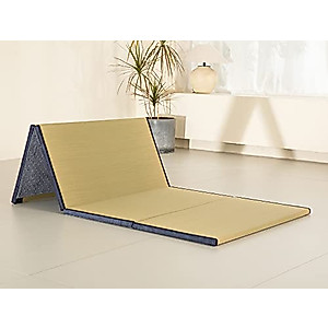 MustMat Tatami Mat Twin XL Japanese Tatami Floor Mattress Rush Grass Tatami Bed with Storage Bag 39 x80 x1.4 in (Blue)
