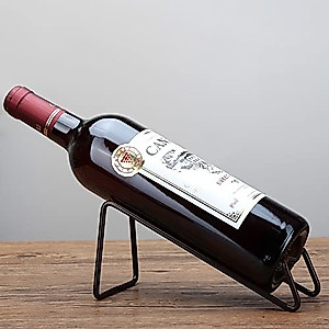 kaileyouxiangongsi Metal Wine Rack Freestanding -Tabletop Wine Rack Holder - Countertop Wine Bottle Holder - Geometric Design for Table Top Wine Bottle Storage Rack,Perfect Wine Holder Stand (Black)