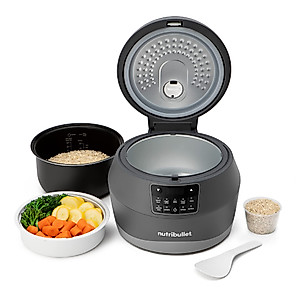 nutribullet EveryGrain Cooker & Personal Blender for Shakes, Smoothies, Food Prep, and Frozen Blending, 24 Ounces, 600 Watt, Gray, (NBR-0601)