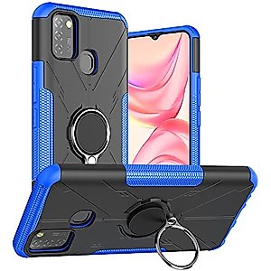 Kukoufey Case for Infinix Smart 5 Case Cover,360°Rotatable Kickstand Dual Layer Shockproof Case for Infinix Hot 10 Lite X657B / Smart 5 Case Blue