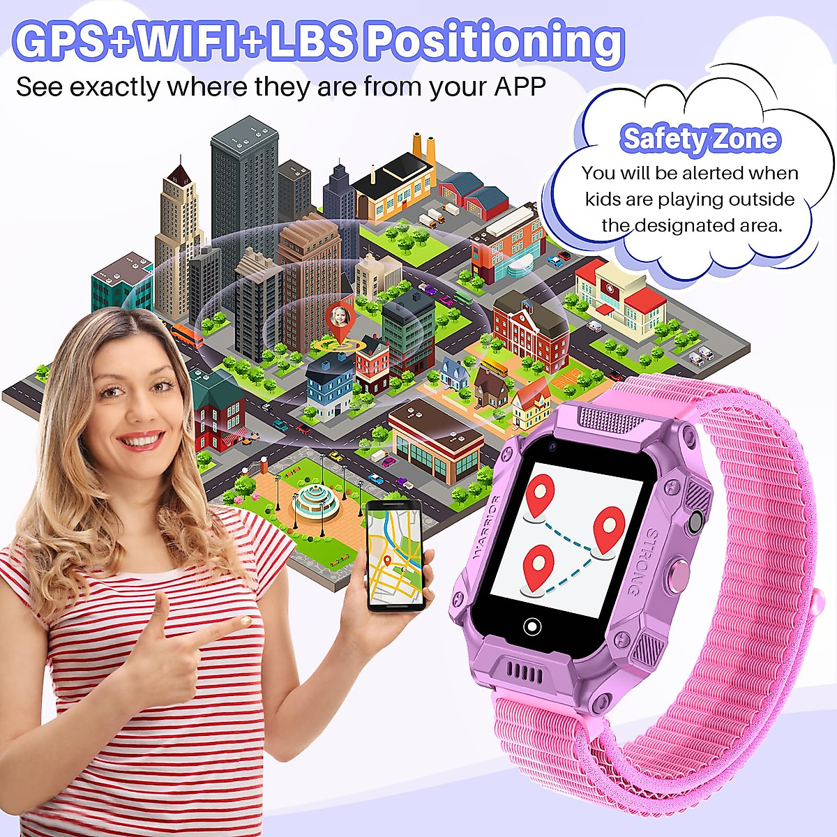 4G Kids Smart Watch with GPS Tracker and Calling, HD Touch Screen Kids Cell Phone Watch Combines SMS, Voice, Video Call, SOS, WiFi, Face Unlock Function, GPS Tracking Watch for Kids Boys Girls 3-15