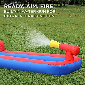 Sunny & Fun Compact Inflatable Water Slide Park – Heavy-Duty Nylon for Outdoor Fun - Climbing Wall, Slide, & Small Splash Pool – Easy to Set Up & Inflate with Included Air Pump & Carrying Case, Blue