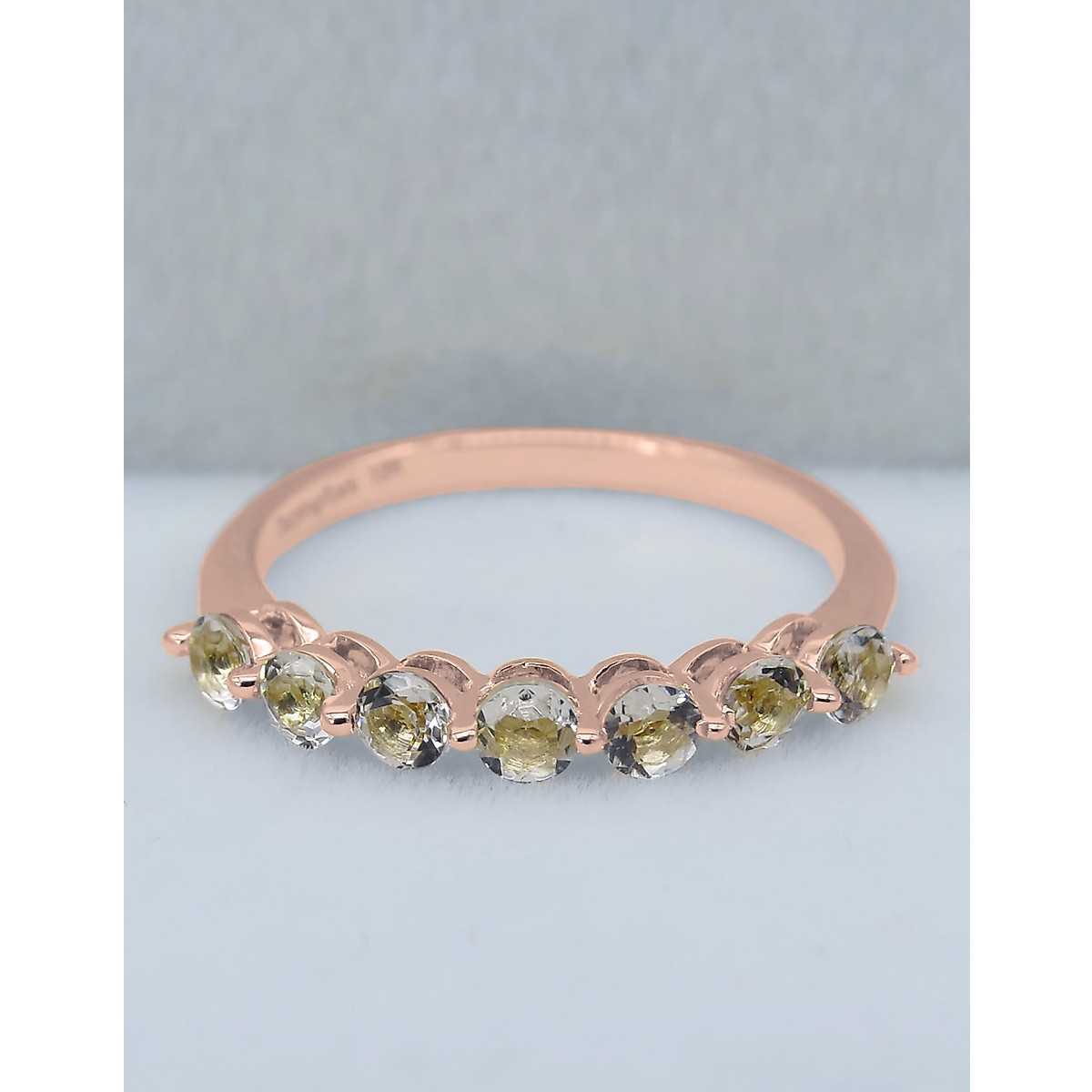 Dazzlingrock Collection Round Morganite Ladies 7 Stones Wedding Band Ring in 10K Rose Gold, Size 9