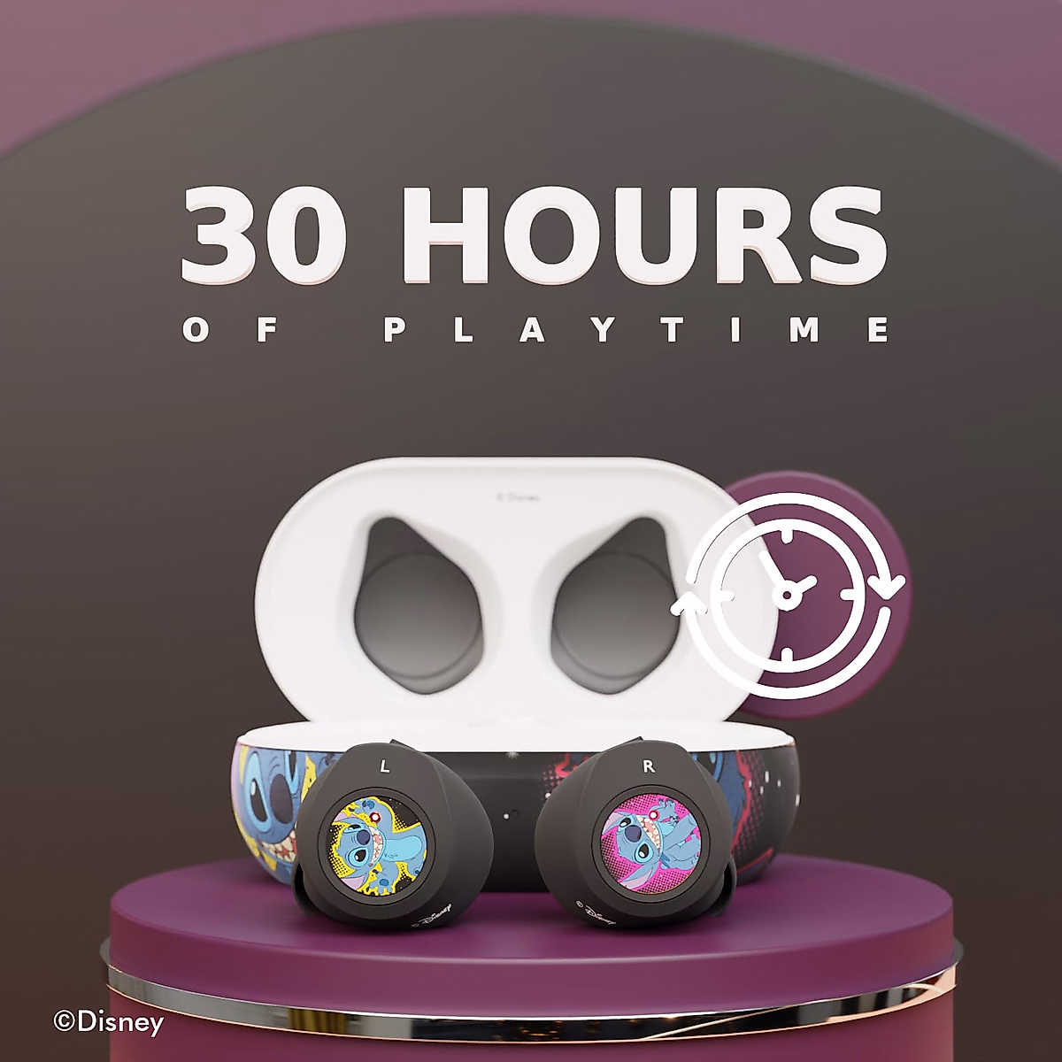 Disney Lilo and Stitch Bluetooth Earbuds w/Charging Case- Wireless Headphones w/Built-in Mic+ Up to 30 Hrs Playtime- Lilo and Stitch Gifts for Girls,Boys,Women,Men,All Fans of Lilo and Stitch Stuff