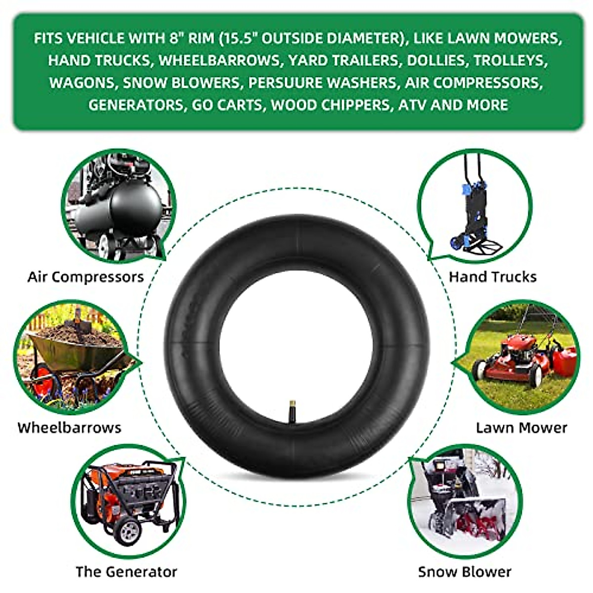 LAXEEM 2Pack 4.80/4.00-8 Replacement Inner Tire Tube For Mowers, Hand Trucks, Wheelbarrows, Carts and More