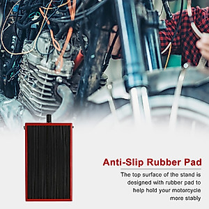 TUFFIOM Motorcycle Scissor Lift Jack w/Rubber Top Surface & Safety Pin, Height Adjustable Steel Center Hoist Crank Stand for Motorcycle Repair Maintenance, 1100LBS Weight Capacity