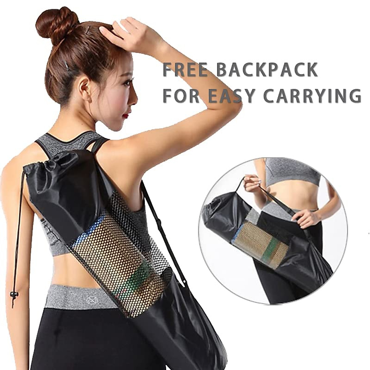 6mm Yoga Mat For Beginner TPE Non-slip Mat Yoga Sports Exercise Pad With Position Line Home Fitness Gymnastics Pilates Mats (Blue,71"L x 24.8"W x 0.25"Th)