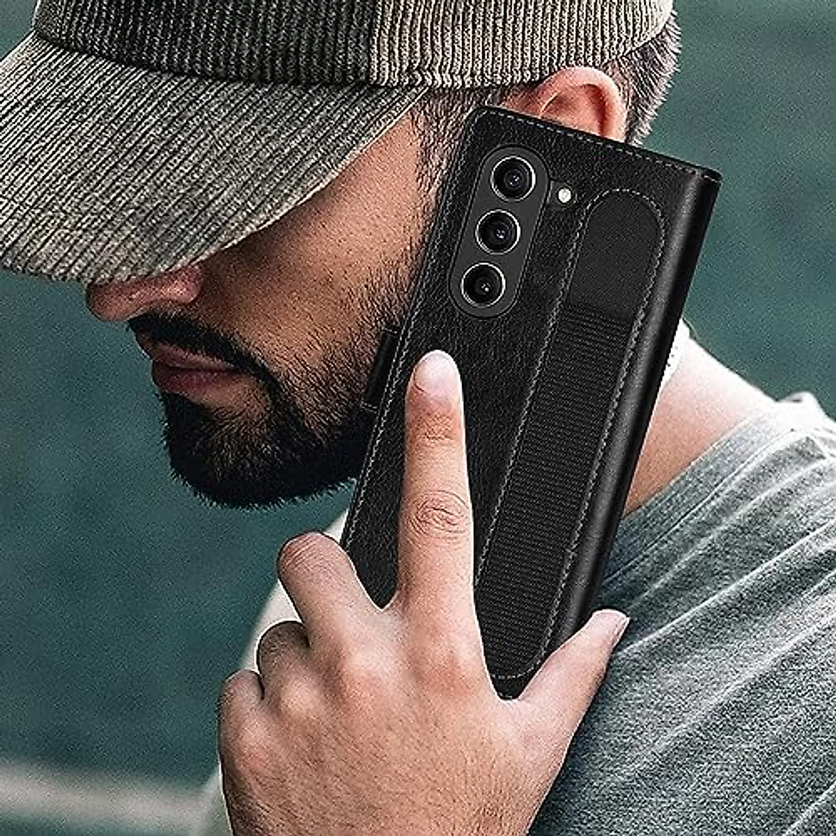 ZZXX Samsung Galaxy Z Fold 5 Wallet Case with [RFID Blocking] Card Slot Magnetic Closure Leather Flip Fold Protective with S Pen Holder Phone Case for Galaxy Z Fold 5 Case Wallet(Black-7.6 inch)