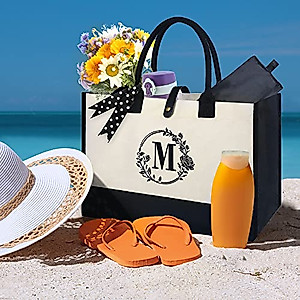 BeeGreen Birthday Gifts for Women w Magnetic Buckle Personalized Gifts for Women w Inner Zipper Pockets Initial Gifts for Women Embroidery Monogram Gifts for Women Mom Teacher Mother 13oz Canvas S