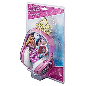Disney Princess Kids Headphones, Adjustable Headband, Stereo Sound, 3.5Mm Jack, Wired Headphones for Kids, Tangle-Free, Volume Control, Foldable, Childrens Headphones Over Ear for School Home, Travel