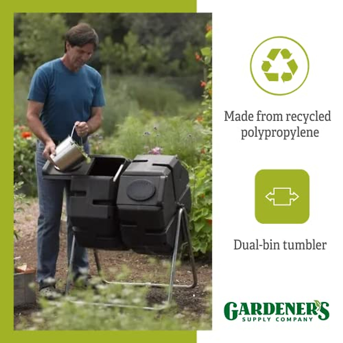 Dual Batch Compost Tumbler 100% Recycled Plastic Outdoor Compost Bin