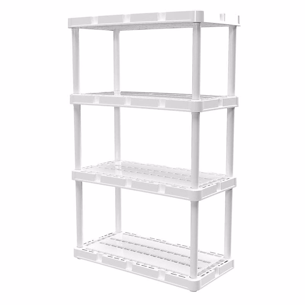 Gracious Living 4 Shelf Knect-A-Shelf Ventilated Light Duty Storage Unit 24 x 12 x 48 Organizer System for Home, Garage, Basement, and Laundry, White