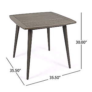 Great Deal Furniture Caleb Indoor Square Acacia Wood Dining Table, Gray