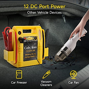Colvxkun 2800/1400 Peak Amp 12V/24V Jump Starter,Can Start Trucks, excavators, transporters and Other Heavy Vehicles.Auto Battery Booster,Power Station with DC/USB Outputs,LED Work Light