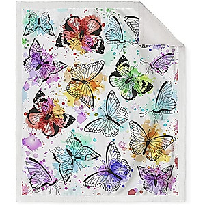 Jekeno Butterfly Throw Blanket for Women - Super Soft Warm Cozy Fuzzy Plush Butterflies Pattern Sherpa Blankets Gifts for Halloween Christmas Teens Kids Girls Adults Men Best Friend Birthday 50"x60"