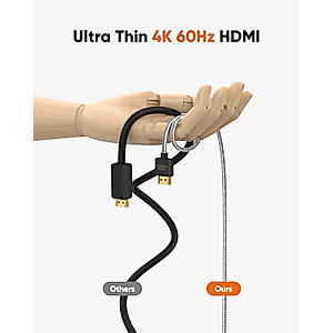 CableCreation Ultra Thin 3ft 4K HDMI Cable Male to Male, Highly-Speed Slim Low Profile Cable for 3D, 4K@60Hz, ARC - Nylon Braided