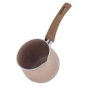 Single Handle Coffee, Pot Mini Milk Pan Aluminum turkish coffee pot Warmer Boiling Alloy Non Stick Anti Scalding for CookingBrown (Brown)