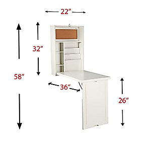 Fold-Out Convertible Desk - Antique White