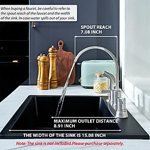 Kitchen Faucet with Sprayer,Brushed Nickel Stainless Steel Kitchen Sink Faucet with Side Sprayer,Kitchen Faucets for Sink 3 Hole,Commercial RV Laundry Utility Kitchen Faucet KMF027L-3