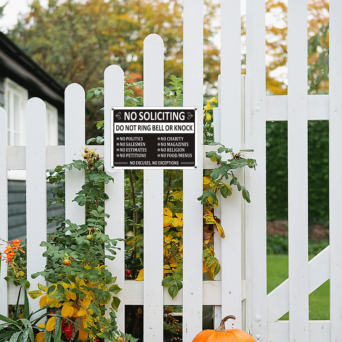No Soliciting Sign for House (2 Pack), Metal Do Not Ring Bell Sign, Aluminum No Soliciting Signs for Home, No Solicitation Sign for Door, No Salesmen Sign, No Solicitors Sign, Weather Proof, Rust Free (10" x 7")