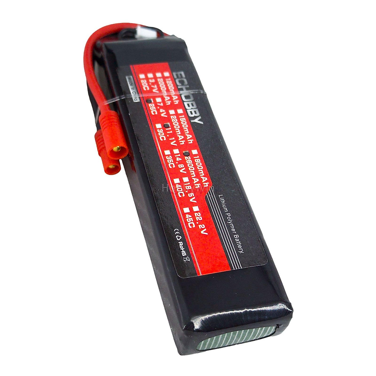 ECHOBBY 11.1V 3S 2600mAh 25C LiPo Battery 3.5mm Banana Plug for RC Airplane Helicopter Quad Copter FPV Drone Multirotor Aircraft