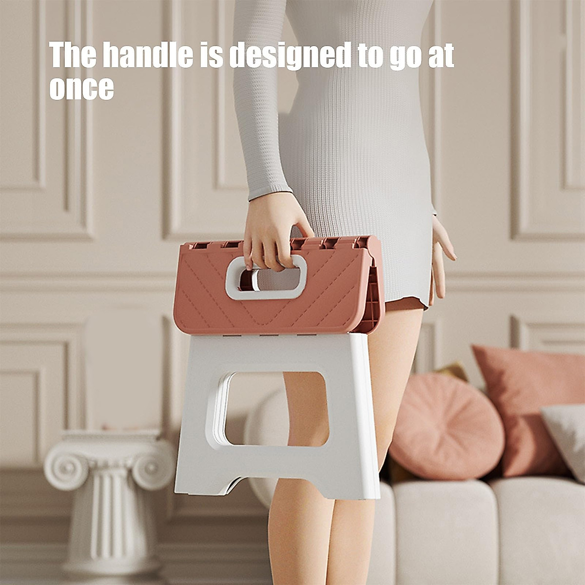 Home Folding Step Stool - Heavy Duty Step Stools for Adults, Compact Foot Stools, Lightweight Plastic Foldable Step Stool for Kitchen, Bathroom & Living Room