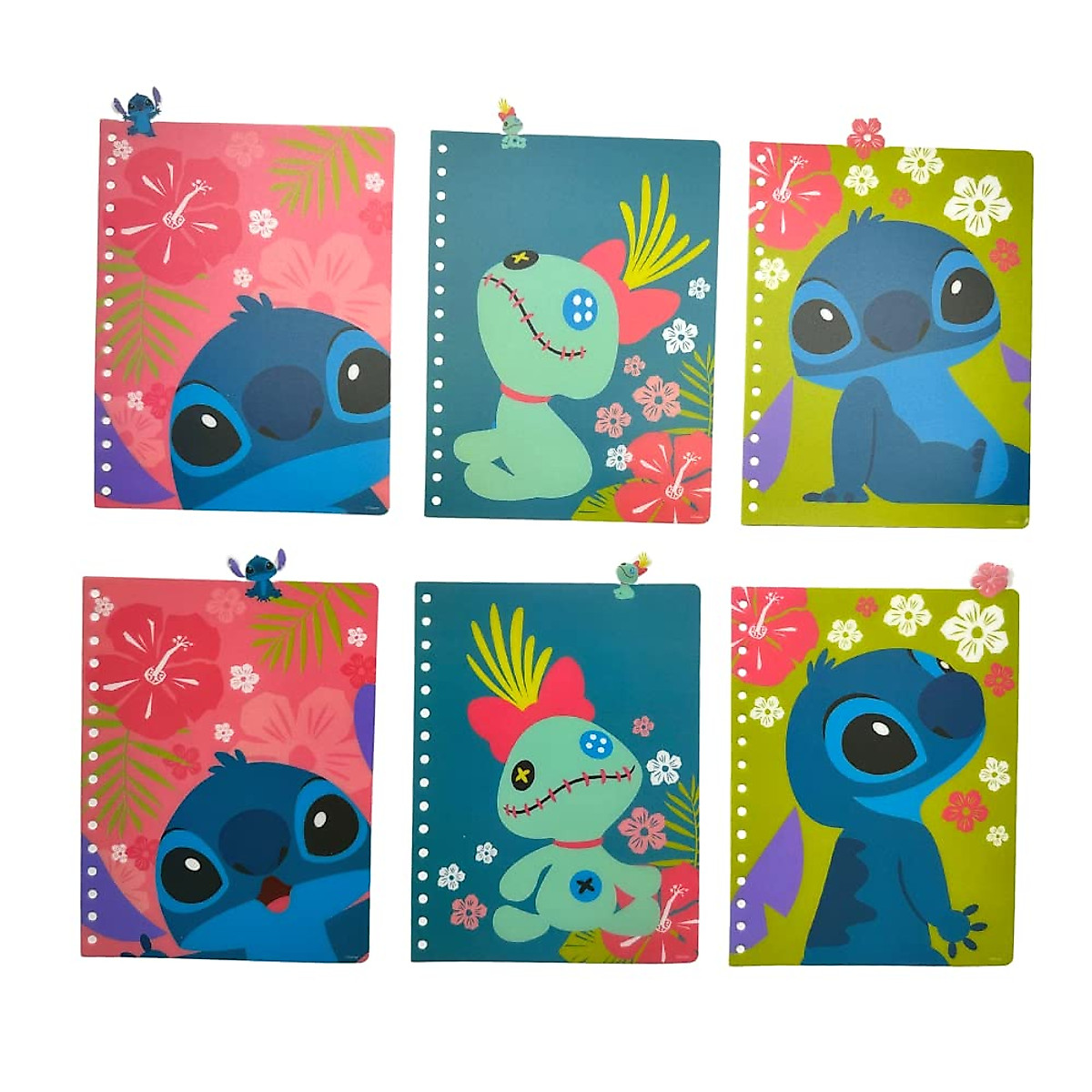 Innovative Designs Disney Stitch Tab Journal Notebook Ohana Spiral Bound, 144 Lined Pages, 8 x 7 inches, Blue