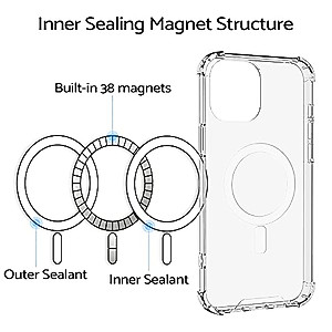 TORU MX Slim for iPhone 12 Pro Max Magnetic Case, Compatible with Magsafe, Hybrid Transparent HD Clear Case with Crossbody Strap, Scratch Resistant, Air Bumper Shock-Absorbing Corners - Clear