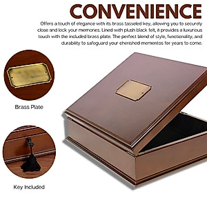 Arolly Romeo Memory Keepsake Box Organizer with Mahogany Wood Finish - Large Personal Storage Box with Locking Lid | Wooden Memory Box Gift for Anniversary, Wedding, Valentine, Birthday