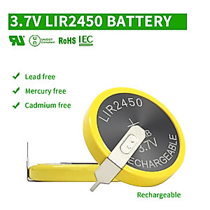 EEMB 5PCS LIR2450 Rechargeable Battery 120mah 3.7V Lithium-ion Coin Button Cell Batteries with Solder Tabs