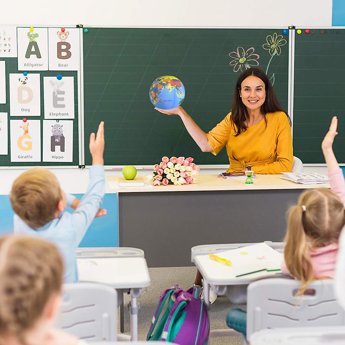 ArtCreativity Plush World Globe Ball, 1 PC, Soft 7.25 Inch Globe, Fun Educational Tool for Learning Geography, Great Gift Idea, Classroom Decoration, and Preschool Toy