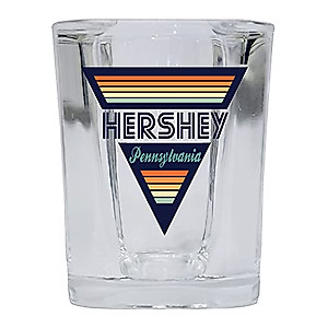 R and R Imports Hershey Pennsylvania 2 Ounce Square Base Liquor Shot Glass Retro Design