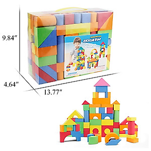Mini Tudou 137 PCS Foam Blocks for Toddlers, Soft Stacking Building Block Toys Set for Kids, Boys and Girls