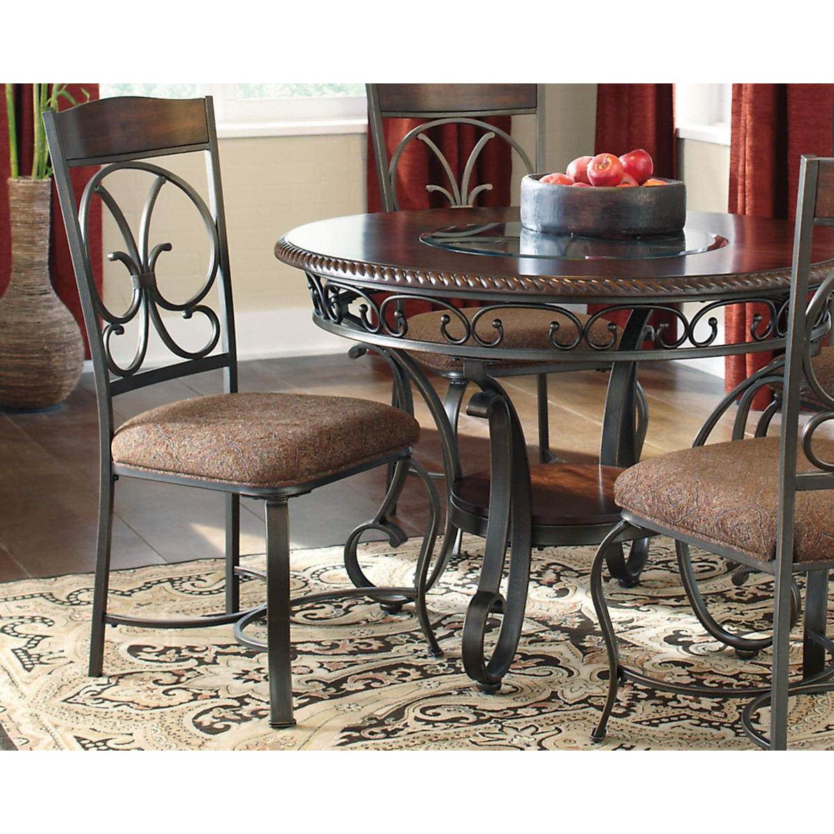 Signature Design by Ashley Glambrey Old World Dining Chair with Cushion, 4 Count,, 23.5"D x 19.75"W x 40.5"H, Brown