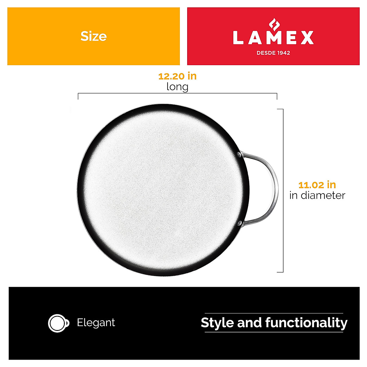 Lamex - 11 inch round Comal with non-sick coating