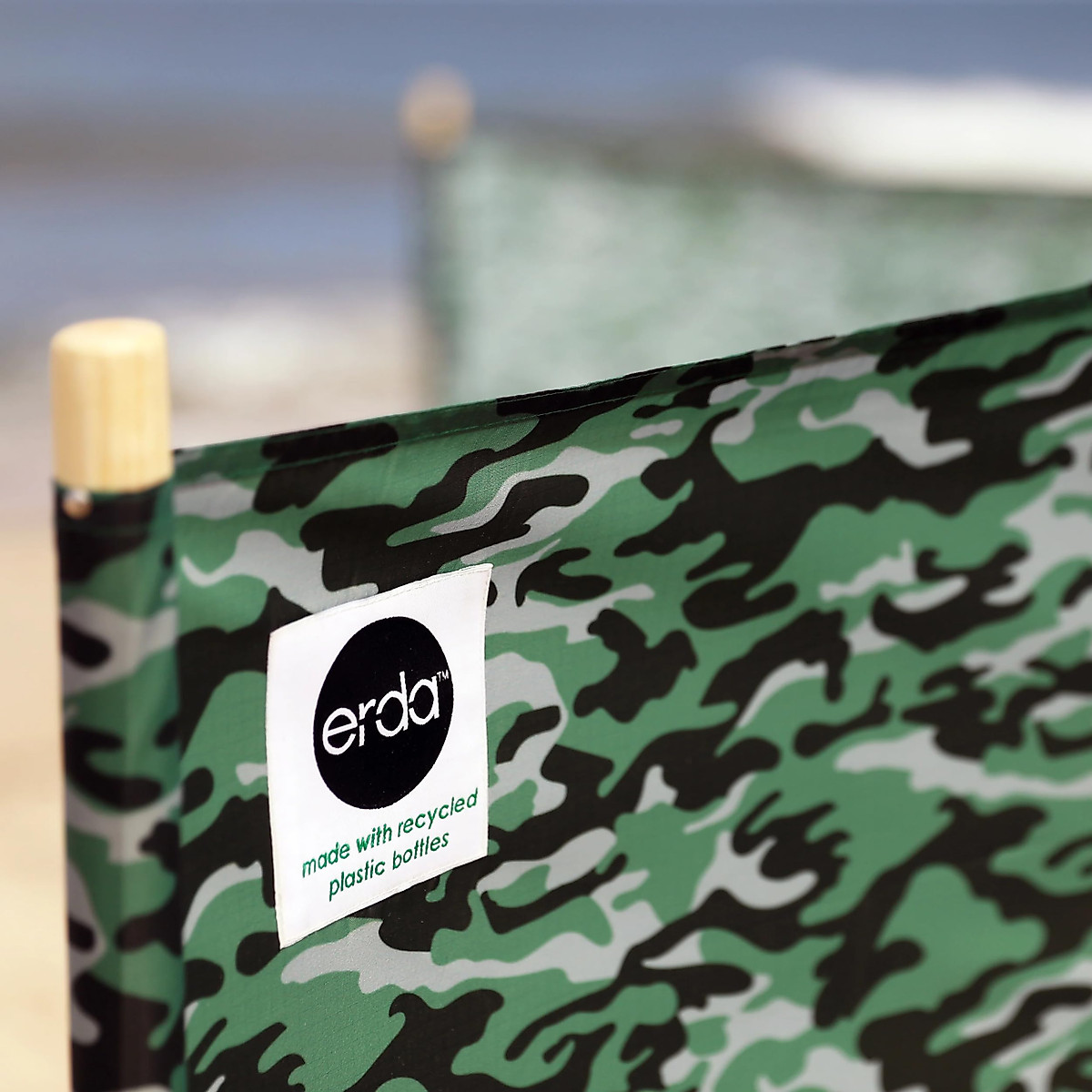 erda Forest Camo Pro Beach Recycled Polyester Rip-Stop 20 ft Lightweight Windscreen, Privacy Screen, Wind Blocker, Free Matching Shoulder Bag