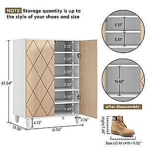 Tribesigns 2-Door Shoe Storage Cabinet with Solid Wood Legs,Wooden Shoes Organizer Cabinets with Adjustable Shelves,Large Capacity Storage Cabinet for Entryway