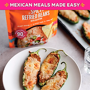 SOMOS Spicy Refried Beans - Gluten Free, Non-GMO, Vegan & Microwavable Meals Ready to Eat - Delicious, Healthy & Convenient - Perfect for Tacos, Tostadas & More | 10 oz (Pack of 6)