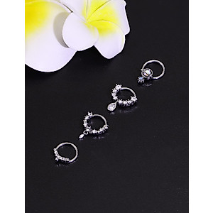 Vsnnsns 16G Septum Rings Piercing Jewelry Septum Jewelry CZ Clicker Ring Stainless Steel Septum Hinged Segment Nose Rings Hoop Piercing Jewelry for Men Women 10mm 4pcs Silver