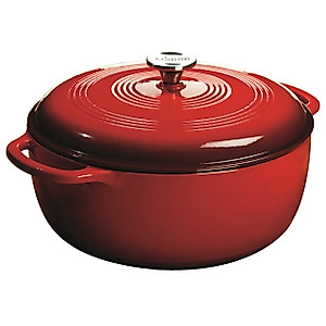 Lodge EC7D43 Enameled Cast Iron Dutch Oven, 7.5-Quart, Island Spice Red & EC3CC43 Enameled Cast Iron Covered Casserole, 3-Quart, Island Spice Red