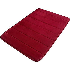 Memory Foam Bath Mat Rug - Absorbent Soft Memory Foam Mat Bathroom Rug Bathroom Non-Slip Bathroom Bedroom Floor Shower Rug Decoration (Red)