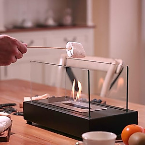 Mr.Ton Tabletop Fire Pit Bowl, Ventless Bio Ethanol Fireplace for Indoor & Outdoor, Personal Fire Pit, Rectangle, Large, Black