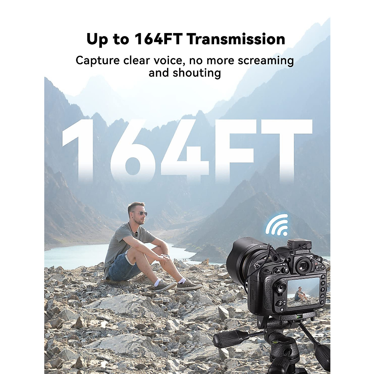 2.4G Wireless Lavalier Microphone, Dual Lavalier Lapel Mic 2 Transmitters and 1 Receiver Noise Reduction for DSLR Camera, Recording YouTube, Vlogs