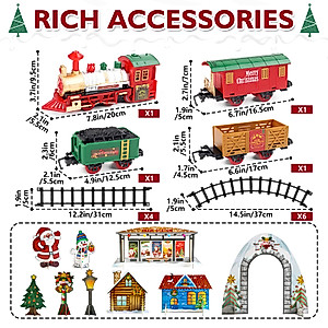 deAO Train Set for Christmas Tree,Classical Christmas Train Set with Headlight, Realistic Sounds, 4 Cars Carriage and Tracks, Best Gift for Christmas Décor Under The Christmas Tree