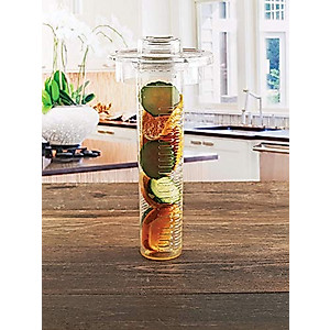 Large Fruit Infuser Water Pitcher (2.9 Quart / 93 Oz) – Shatterproof Acrylic Infusion Jug for Iced Tea, Juice, Beverages, Water, Lemon, Fruit & Herbs – BPA Free