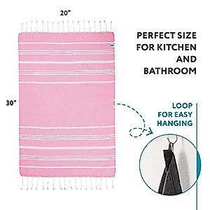 WETCAT Bundle: Turkish Bath Towel (38 x 71) and Turkish Hand Towels (20 x 30, Set of 2) - 100% Cotton, Prewashed for Soft Feel - Light Pink Towels & Light Pink Kitchen Accessories and Decor